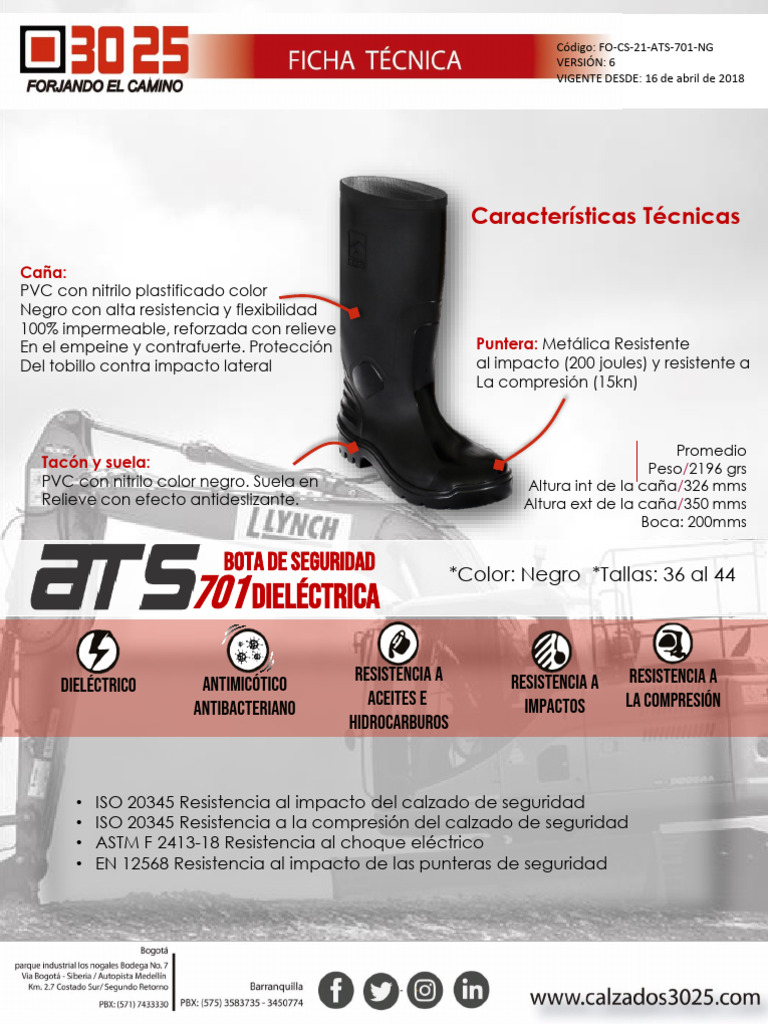 Ficha Ats 701NG | PDF | Bota | Materiales