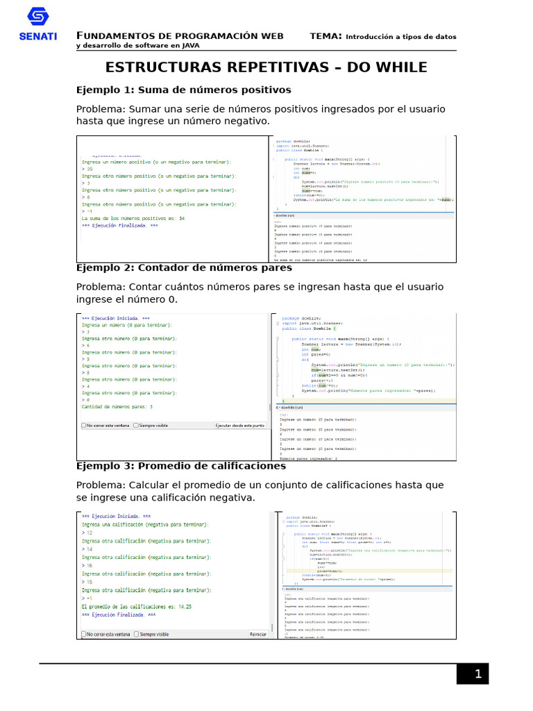 4. JAVA - EJEMPLOS ALGORITMOS REPETITIVOS - DO WHILE | PDF