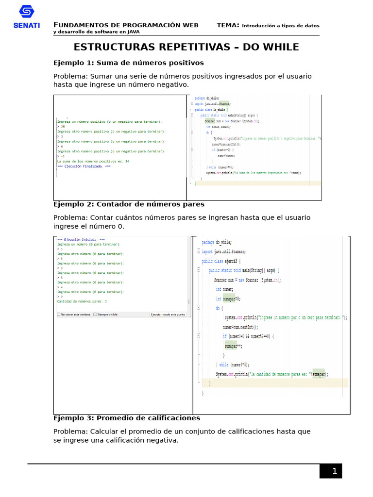 Java - Ejemplos Algoritmos Repetitivos - Do While | PDF | Java ...
