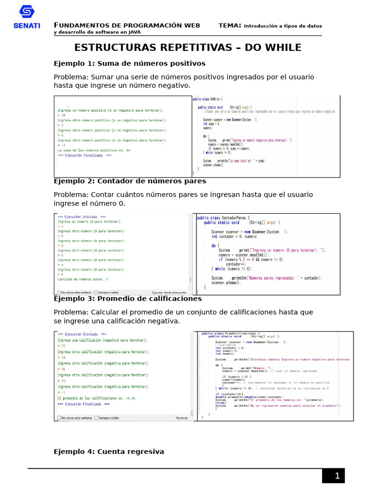 4. JAVA - EJEMPLOS ALGORITMOS REPETITIVOS - DO WHILE (3) | PDF