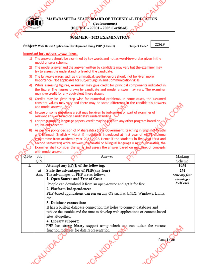 WBP Summer 2023 Model Answer Paper | PDF | Class (Computer Programming) | Method (Computer ...