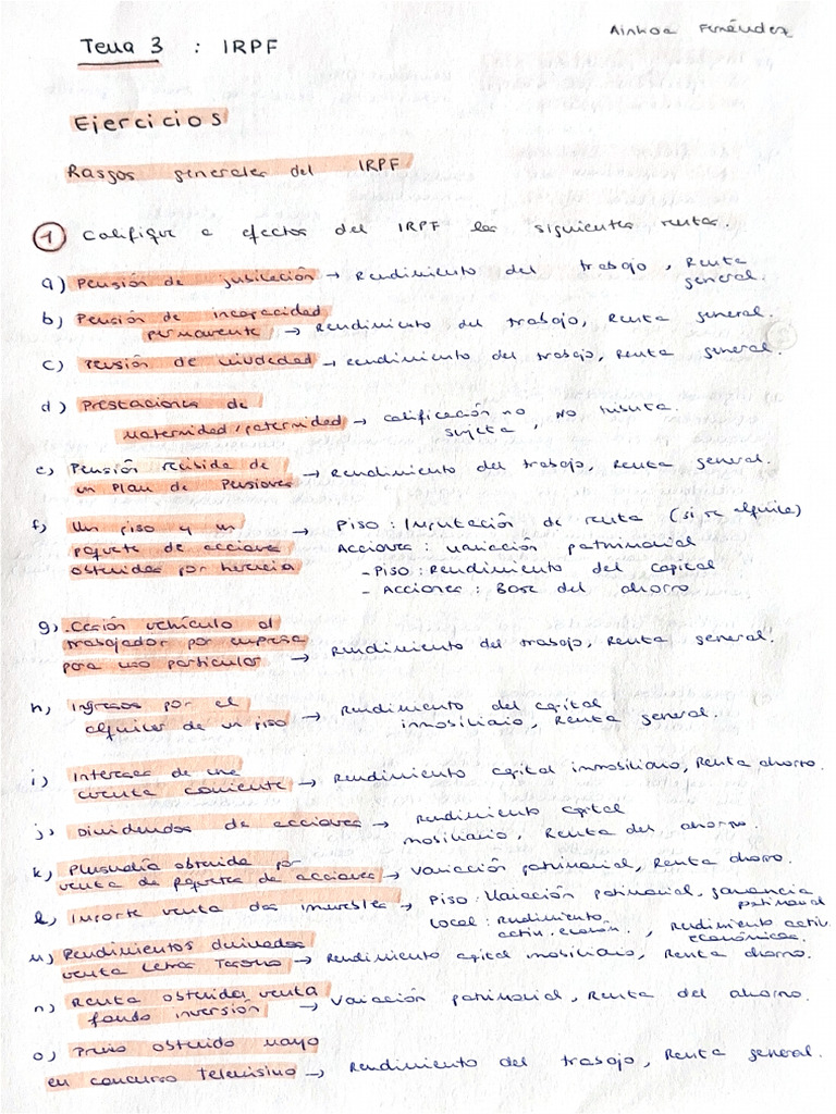 Ejercicios Tema 3 IRPF | PDF