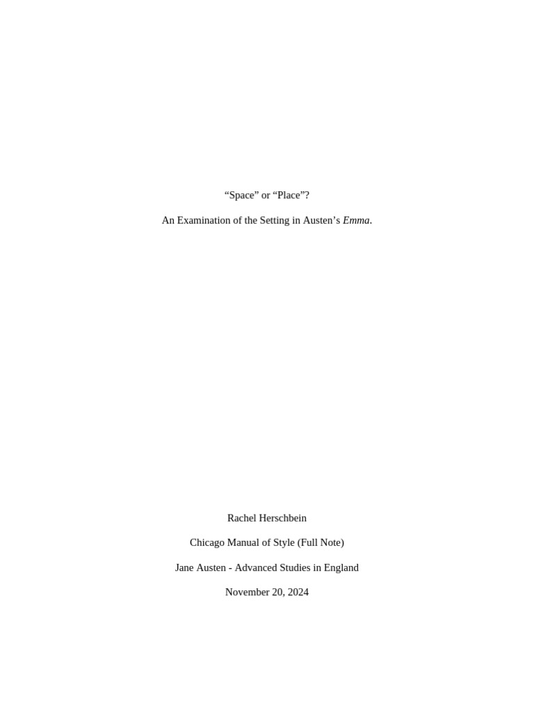 Hartfield: Space vs. Place in Emma | PDF | Emma (Novel) | Novels About ...