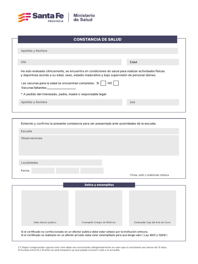 Constancia de Salud | PDF