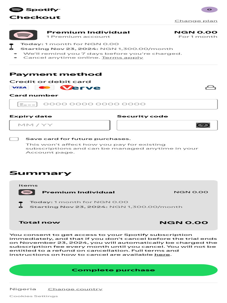 Spotify Checkout | PDF