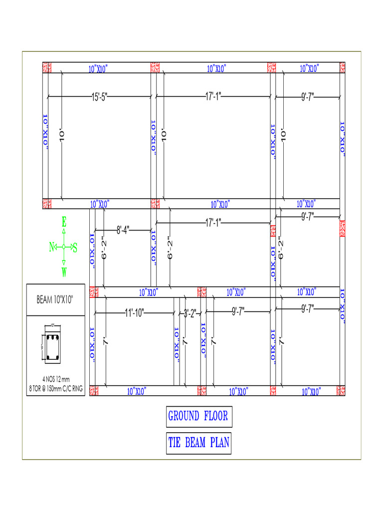 10.Ground Floor Tie Beam Plan | PDF