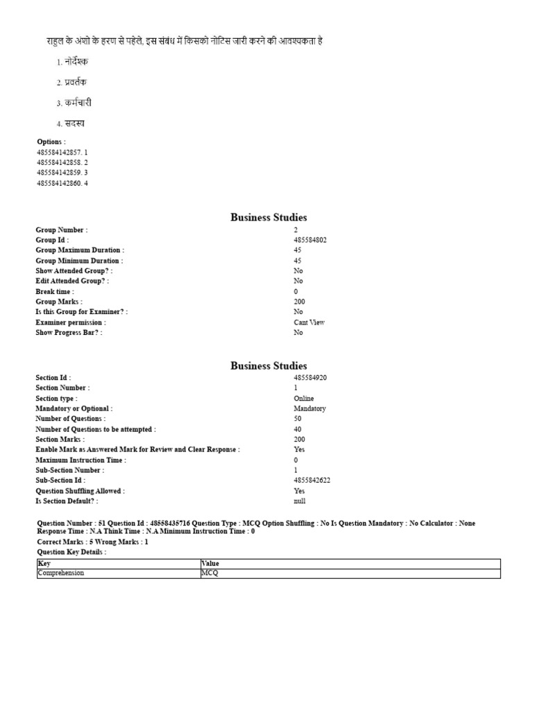CUET 2023 Business Studies Question Paper June 20 Shift 2 | PDF ...
