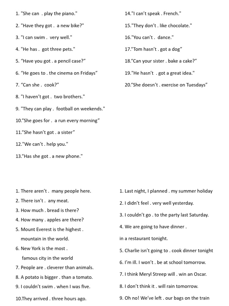 Broken sentences for Teens 1- 3 and 4 | PDF