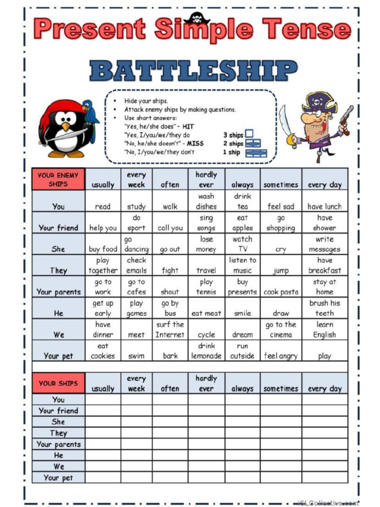 Present Simple Battleship | PDF