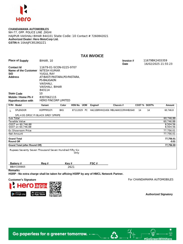 GST Retail Invoice NITISH KUMAR | PDF