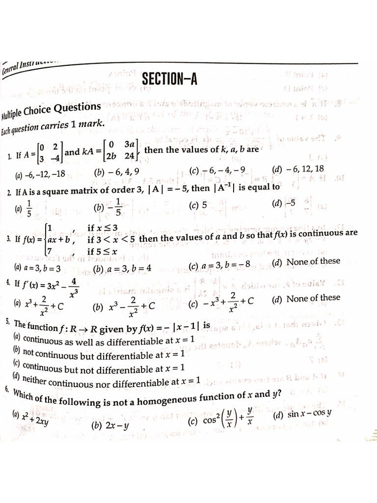 maths class 12 sample paper 5 | PDF