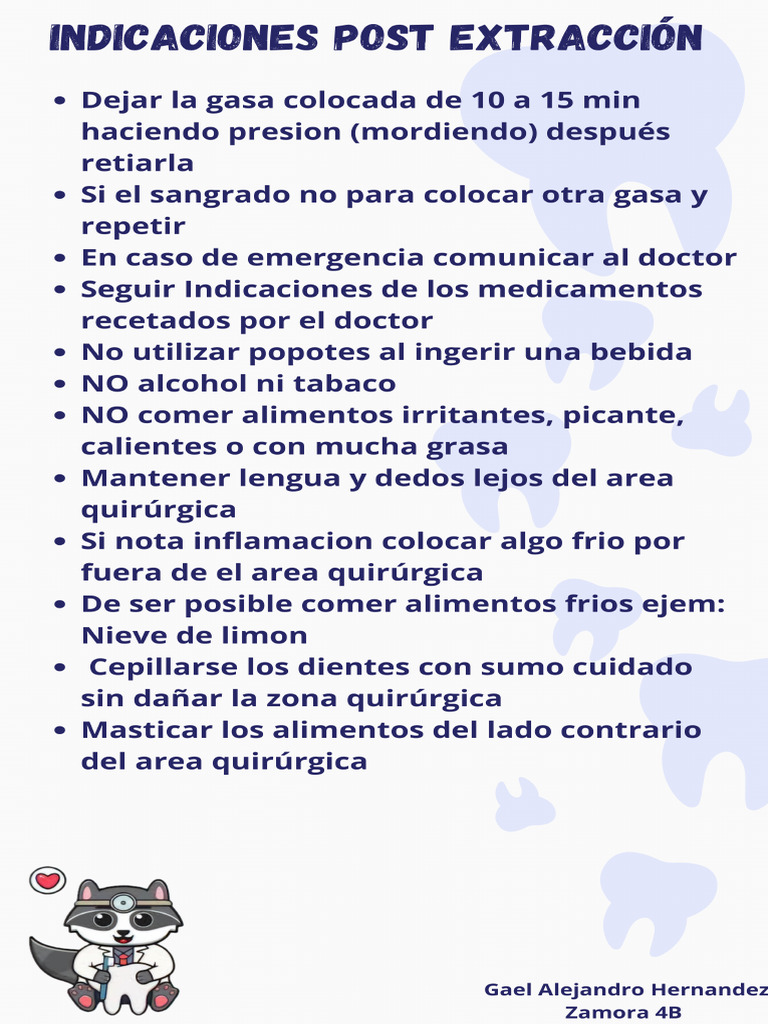 Indicaciones Post Extracción - 20240523 - 184620 - 0000 | PDF