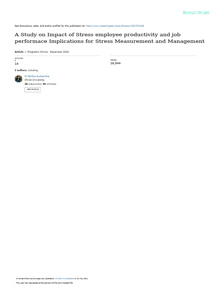 Impact of Workplace Stress on Productivity | PDF | Stress Management ...