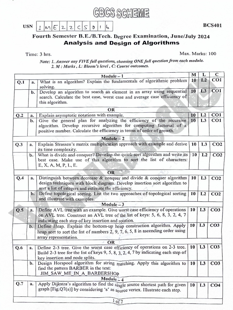 BCS401 Regular Paper | PDF