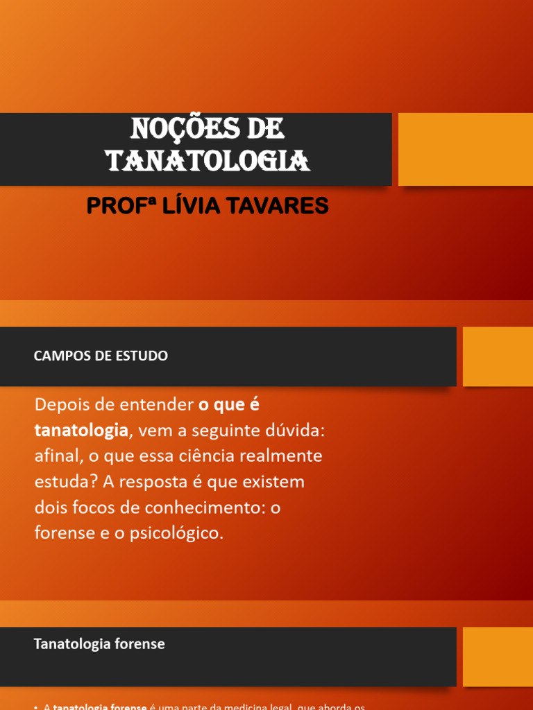 Introdução à Tanatologia e Seus Ramos | PDF | Autópsia | Morte
