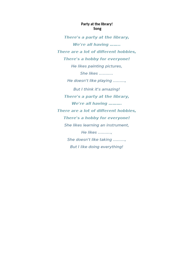 Party at The Library - Song | PDF