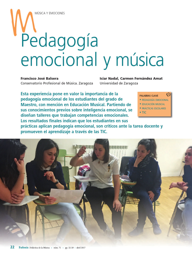 Pedagogia Emocional y Musica | PDF | Maestros | Las emociones
