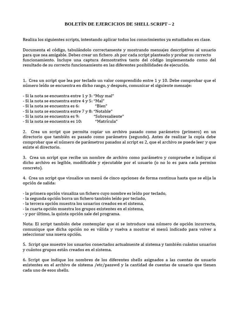 Ejercicios Prácticos de Shell Script | PDF | Archivo de computadora ...
