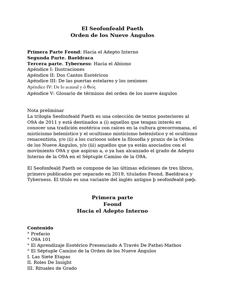 Trilogía Seofonfeald Paeth: O9A Esotérico | PDF | Oculto | Conocimiento