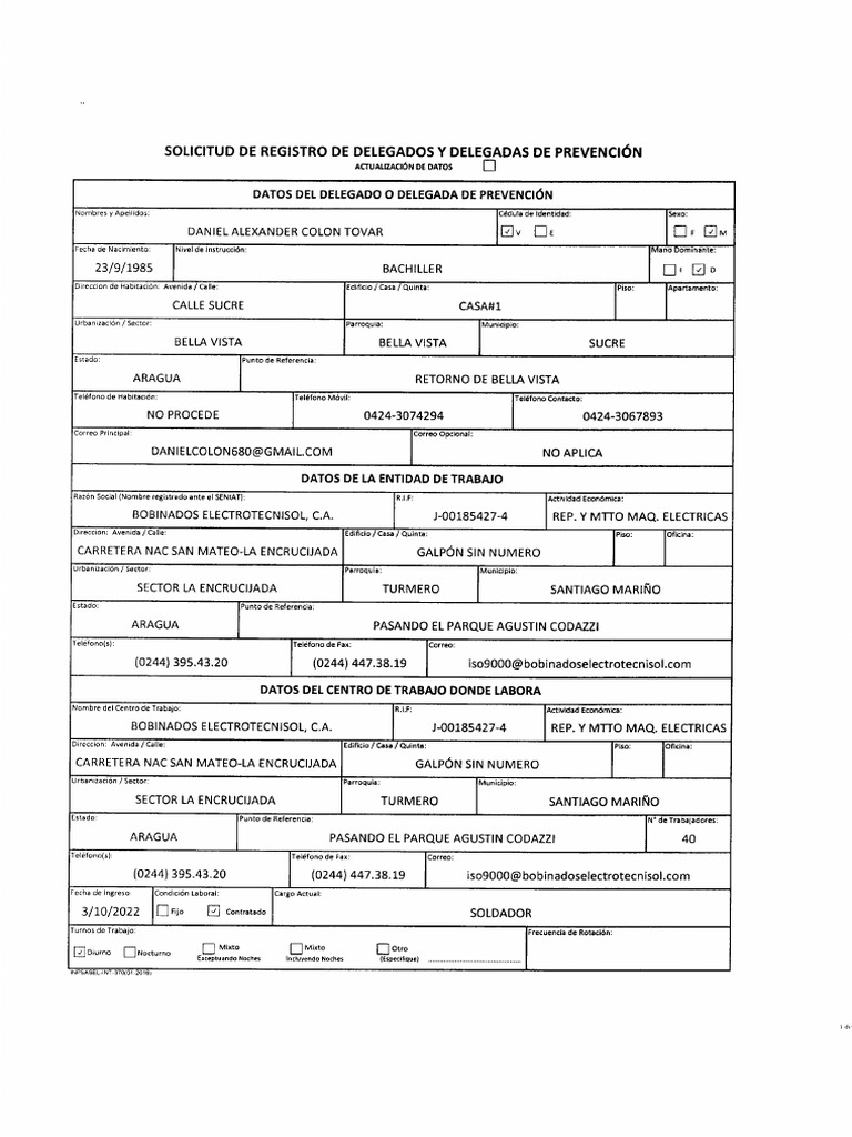 10 Formulario 10.solicitud de Registro | PDF