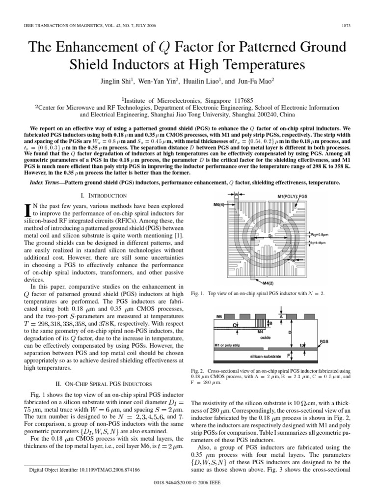 The Enhancement of Q Factor For PGS Inductors at High Temperatures ...