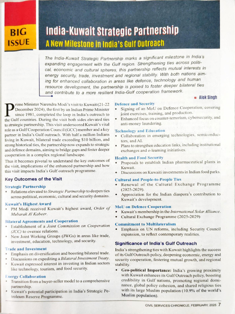 India Kuwait Strategic Partnerships | PDF