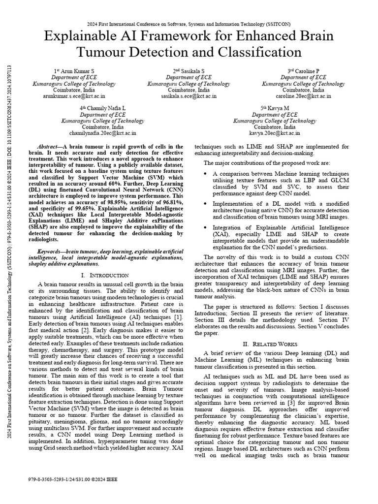 Explainable AI Framework For Enhanced Brain Tumour Detection and Classification | PDF | Support ...