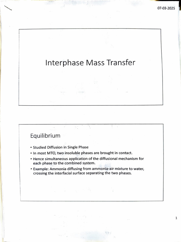 Interphase Mass Transfer | PDF | Physics | Physical Chemistry