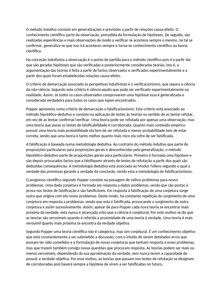Método de POPPER - Filosofia | PDF | Teoria | Falsificabilidade