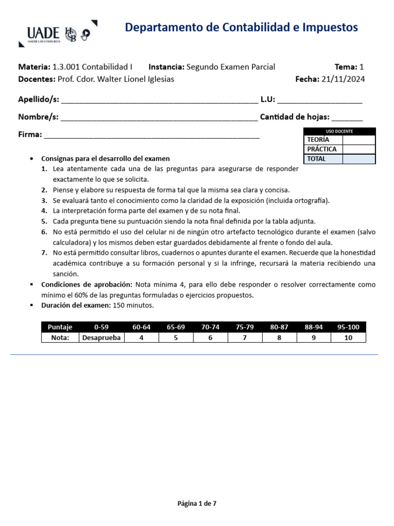 Segundo Parcial - Jueves TN - Tema 01 - 2024-2c | PDF | Contabilidad ...