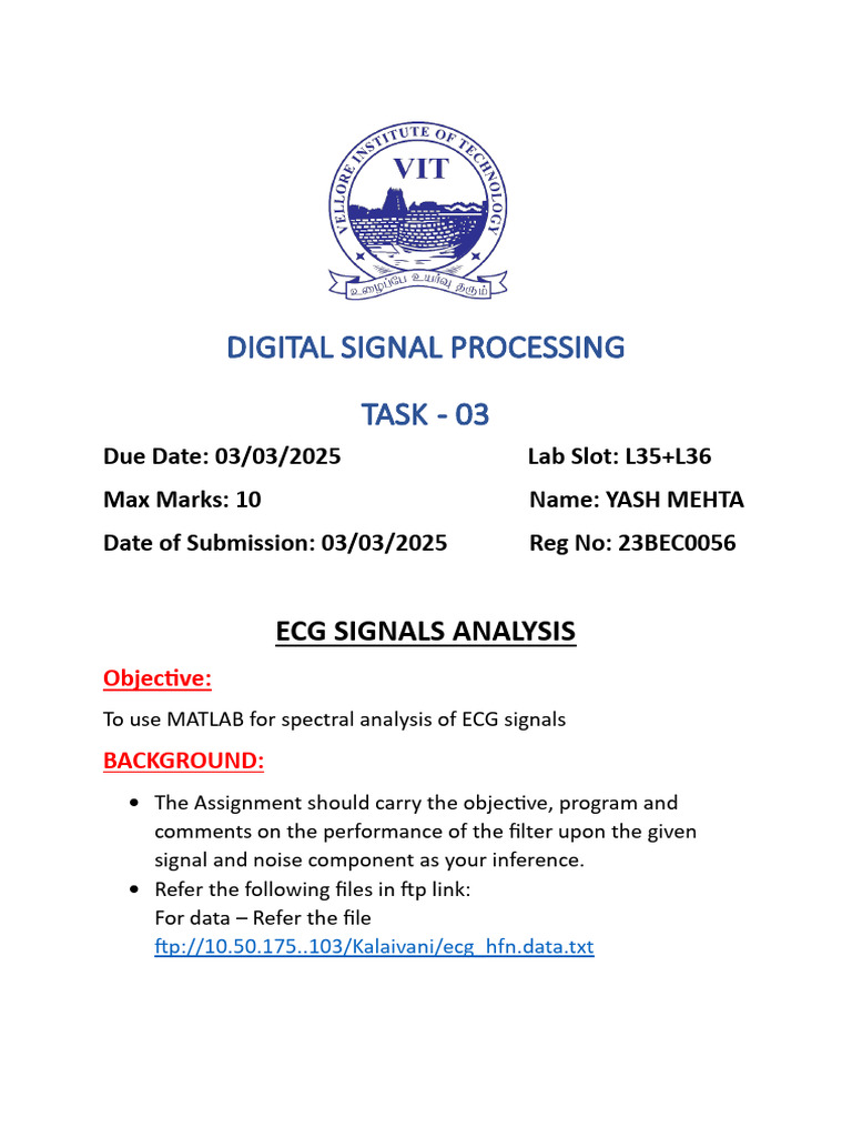 DSP Da-03 23bec0056 Yash Mehta | PDF | Filter (Signal Processing) | Electrical Engineering
