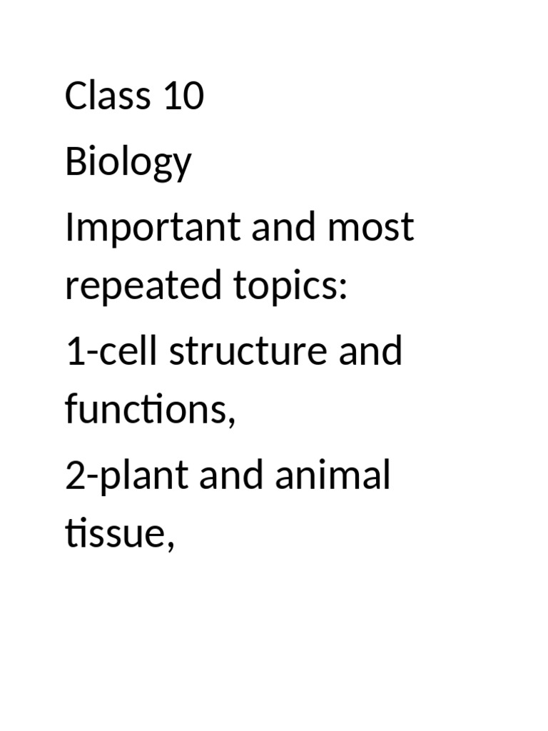 Class 10 Biology Key Topics Guide | PDF