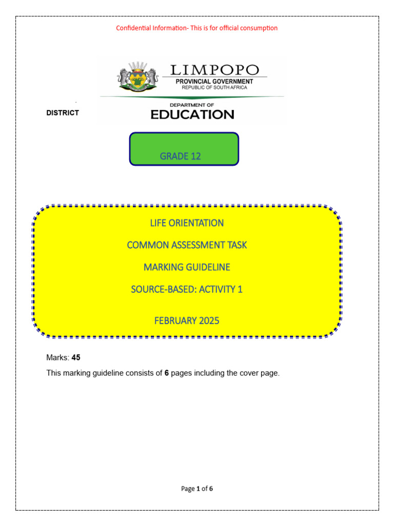 Life Orientation Grade 12 Task 1 Activity 1 MG | PDF | Stress (Biology ...