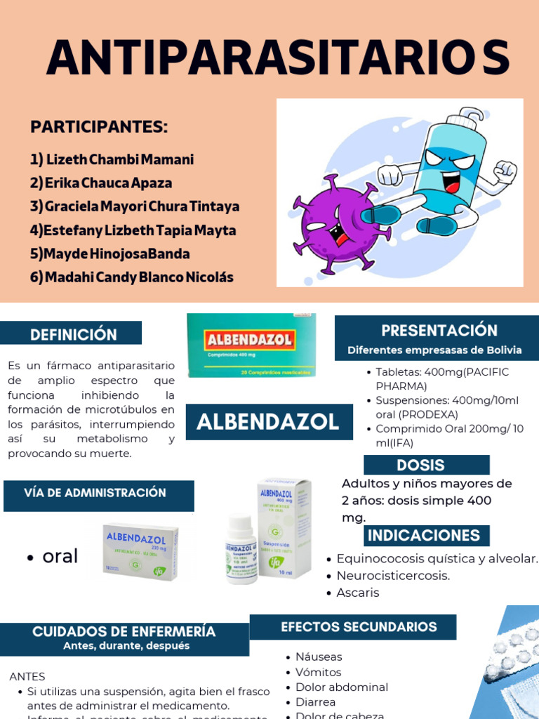 Presentación Antiparasitarios | PDF | Diarrea | Medicamentos con receta