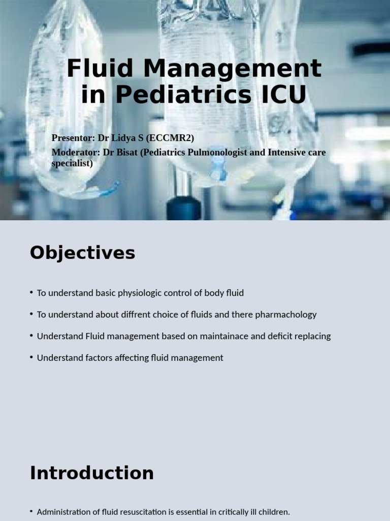 Pediatric ICU Fluid Management Guide | PDF | Medical Specialties ...