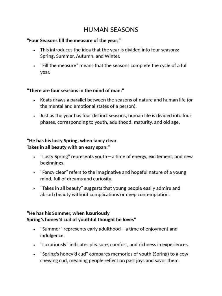 The Human Seasons: Life's Cycle Explained | PDF | Beauty | Mind