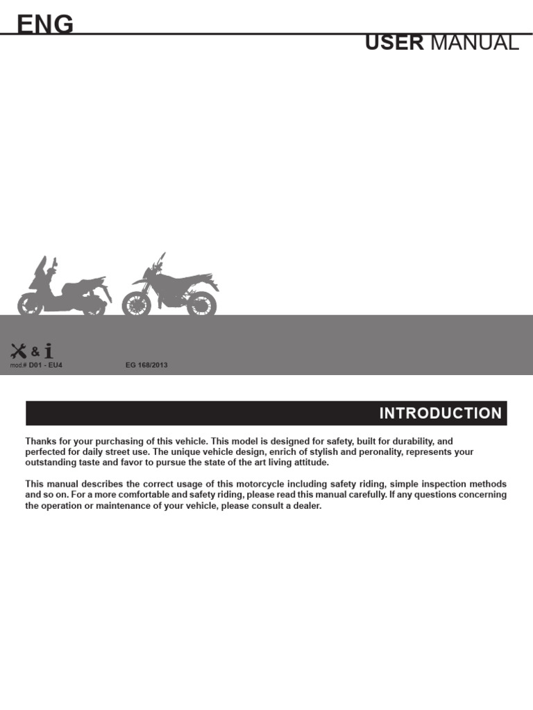 EU4 Motorcycle User Manual | PDF | Brake | Vehicle Technology