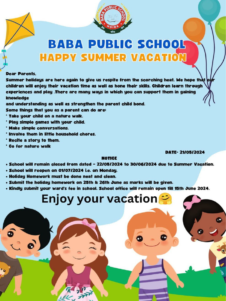 Summr Vacation Holiday Homework | PDF | Worksheet