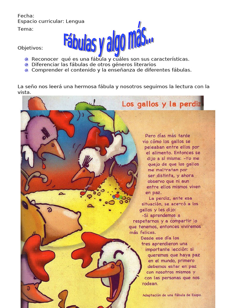 Fábulas: Características y Enseñanzas | PDF | Fábula