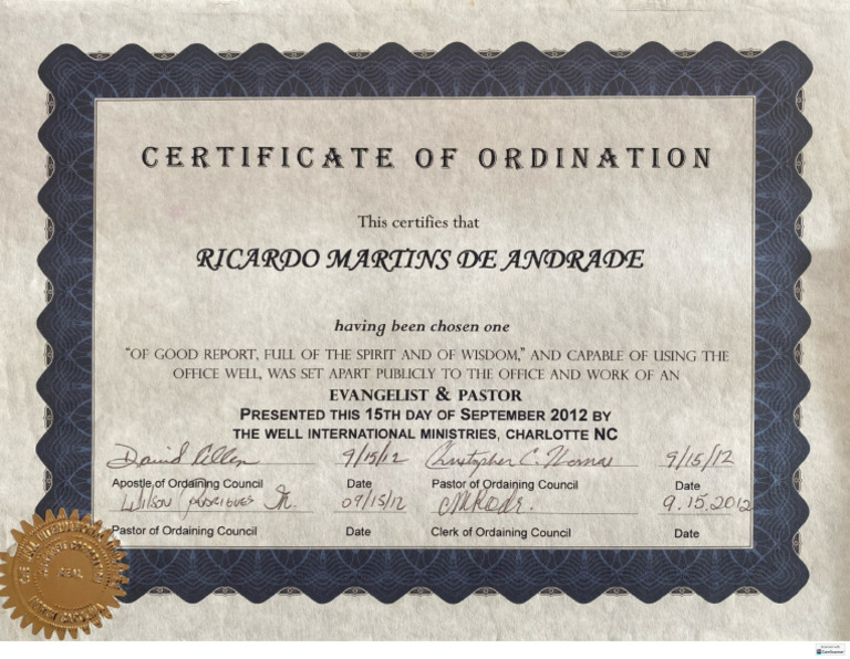 Certificate of Ordination | PDF