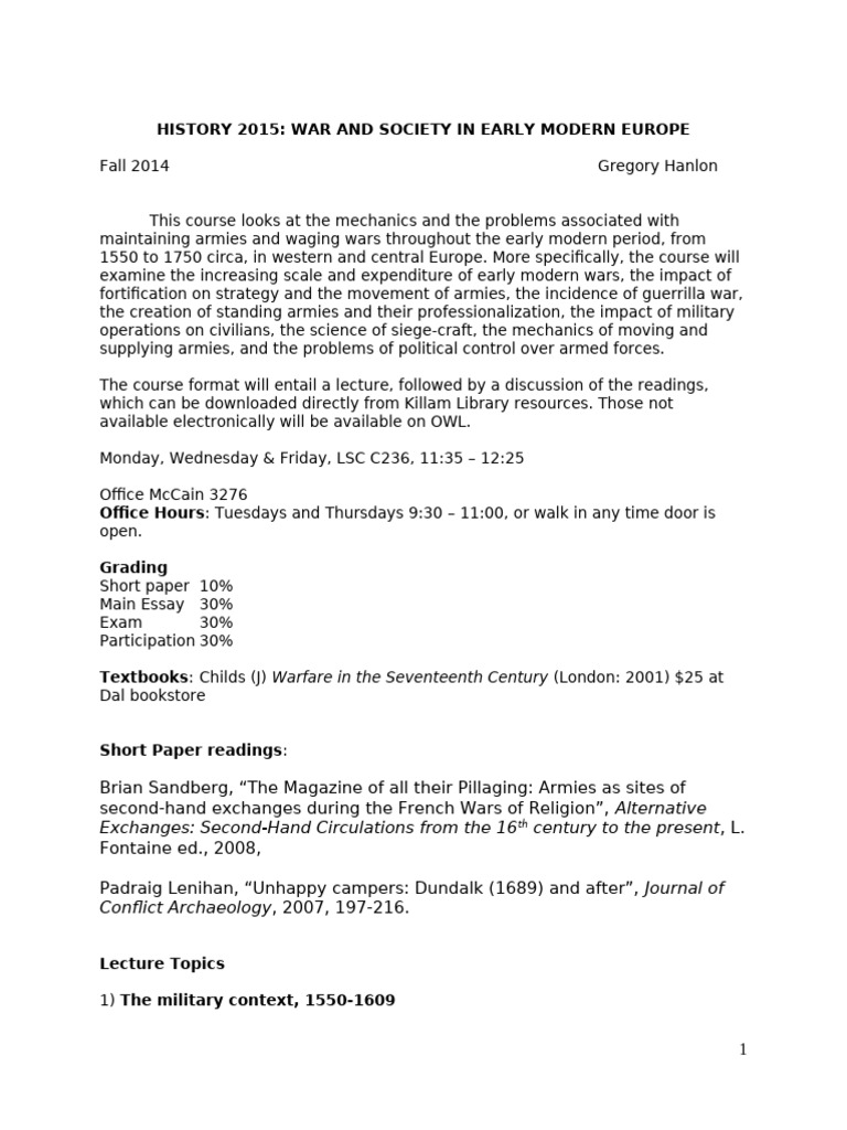 War and Society in Early Modern Europe 1 | PDF | Plagiarism | Military
