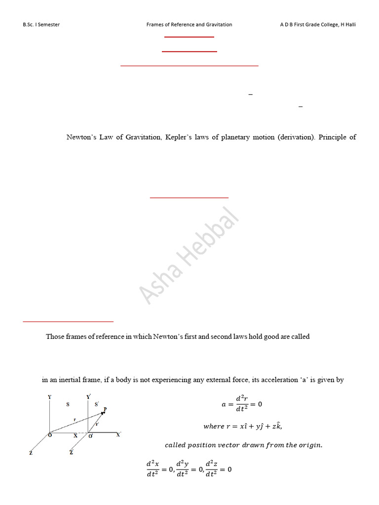 Frames of Reference and Gravitation | PDF | Force | Orbit