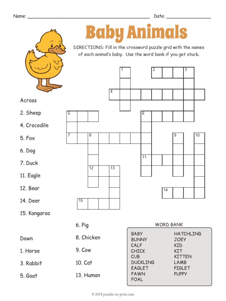 Baby-Animals-Crossword (1) - 2 | PDF