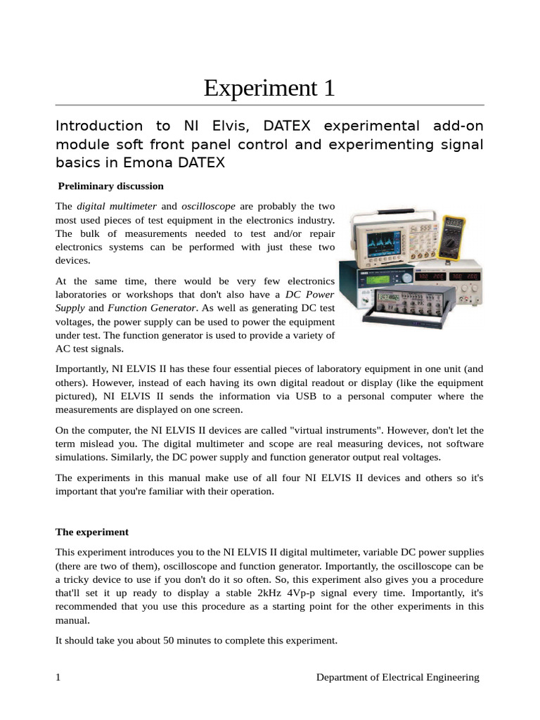 Experiment 1 | PDF | Amplitude | Power Supply