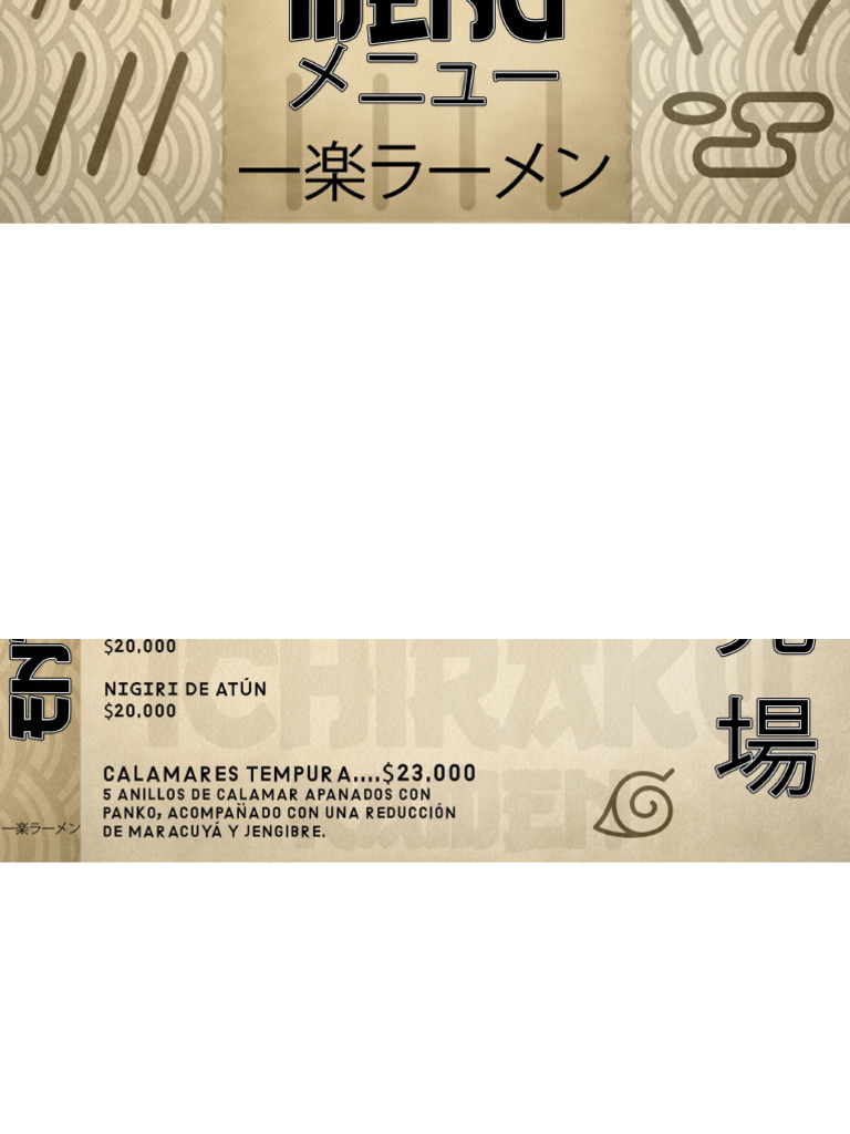 Menú Ichiraku Ramen Co - Ichiraku Ramen Co | PDF