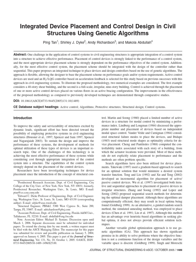 Integrated Device Placement and Control Design in Civil Structures ...