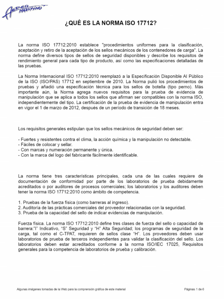 ¿Qué Es La Norma Iso 17712 | PDF
