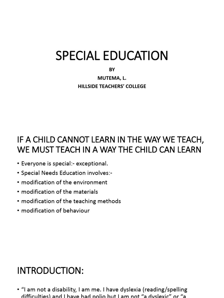 SPECIAL EDUCATION Lecture Notes Zim | PDF | Hearing Loss | Inclusion ...