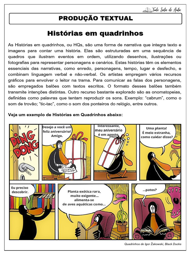 Producao Textual HQS Tudo Sala de Aula 1 | PDF