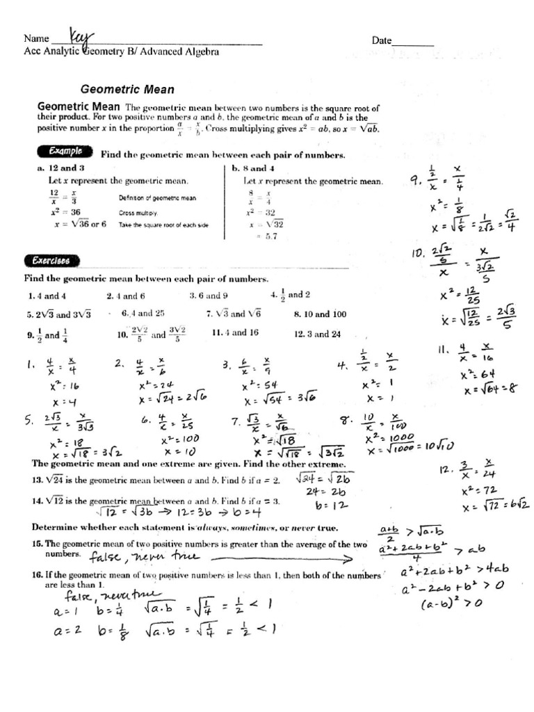 Day 3 - Geometric Mean CW and HW Solutions | PDF